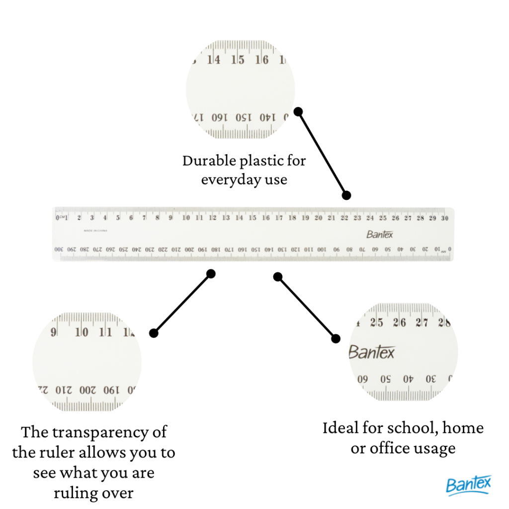 Bantex Plastic Ruler 30cm (Bulk Packaging) Clear - Hamelin Brands ...